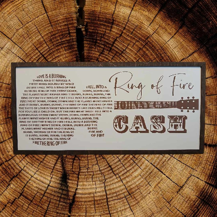 Johnny Cash "Ring of Fire" Lyrics sign :: LuLus Teahouse